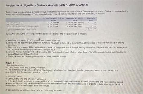 Solved Problem 10 14 Algo Basic Variance Analysis Lo10 1