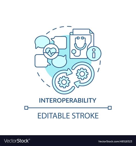 2d Thin Line Blue Icon Interoperability Concept Vector Image