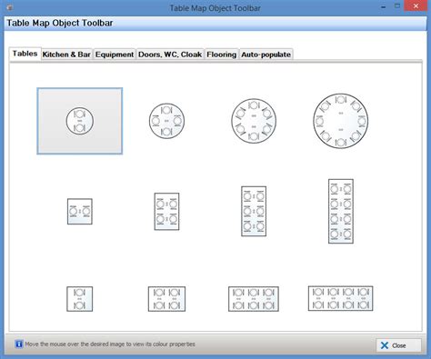 Table Map Object Toolbar