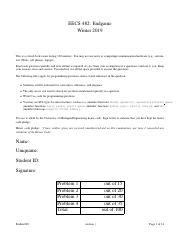 Final W19 Pdf EECS 482 Endgame Winter 2019 This Is A Closed Book Exam Lasting 120 Minutes