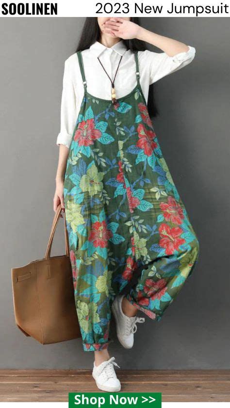 Modern Green Pockets Print Cotton Carpenter Pants Summer Original