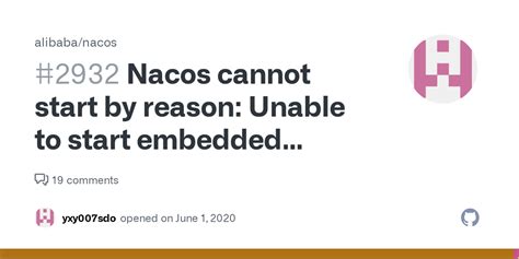 Nacos Cannot Start By Reason Unable To Start Embedded Tomcat · Issue
