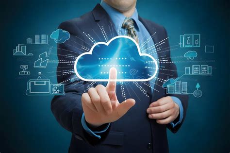 businessman using cloud technology illustrating digital data storage