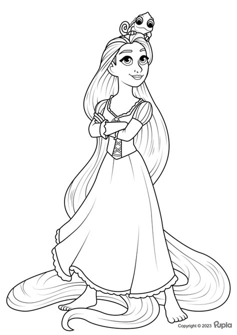 🖍️ Rapunzel Con Pascal En La Cabeza Dibujo Para Colorear Gratis Para Imprimir