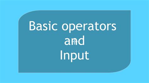 4 Basic Operators And Input In Python Amharic አማርኛ Youtube