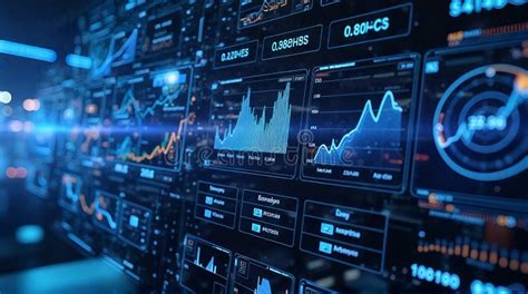 futuristic digital dashboard displaying interactive financial charts