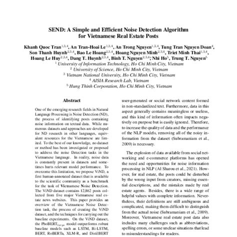 Send A Simple And Efficient Noise Detection Algorithm For Vietnamese