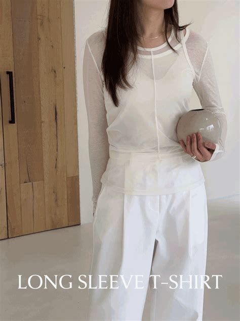 [당일발송 봄레이어드룩🌸]시스루 유넥 텐셀 셰일 티셔츠 2color 에이블리