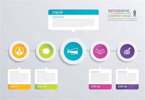 Infographic Option Template 5step Circular Timeline With Paper Background Vector Layout