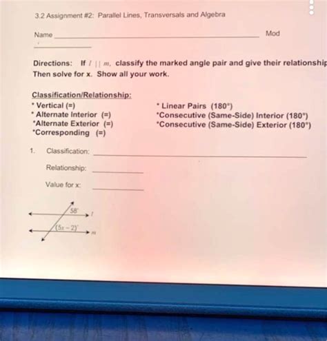 SOLVED Text 3 2 Assignment 2 Parallel Lines Transversals And