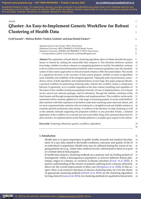 Pdf Qluster An Easy To Implement Generic Workflow For Robust