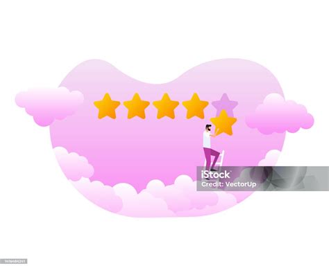 노트북 화면에 금색 별 아이콘이있는 고객 리뷰 플랫 스타일의 사람들 벡터 일러스트 레이 션 1위에 대한 스톡 벡터 아트 및 기타 이미지 Istock