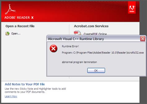 Reader X Crashes On Windows Xp Adobe Product Community 3097766
