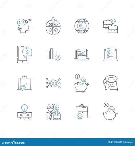 Asset Management Line Icons Collection Investment Portfolio