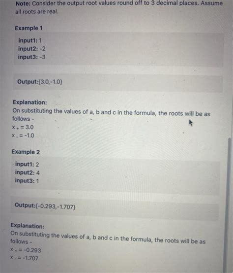 Solved Quadratic Equation Roots Write A Function To