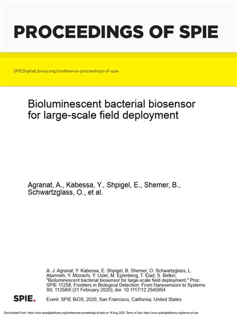 Bioluminescent Bacterial Biosensor For Large Scale Field Deployment