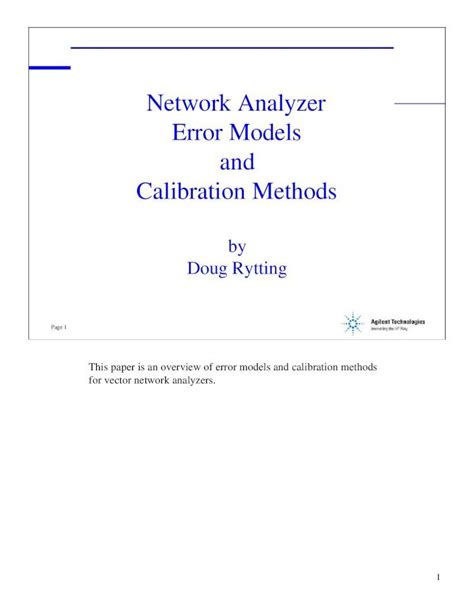Pdf Network Analyzer Error Models And Calibration Methods Rytting This Paper Is An Overview Of
