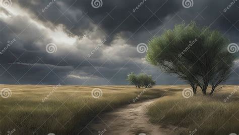 Grass Bending In Storm Stock Illustration Illustration Of Muted