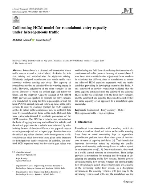 Calibrating The Highway Capacity Manual Model For Estimating Roundabout Entry Capacity Under