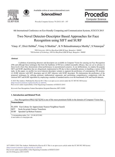 pdf two novel detector descriptor based approaches for face