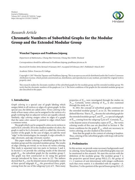 Pdf Chromatic Numbers Of Suborbital Graphs For The Modular Group And The Extended Modular Group