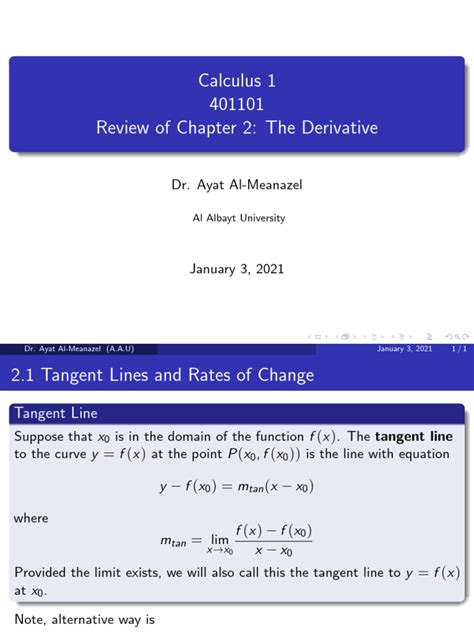 Review Of Chapter 2 Pdf Derivative Tangent
