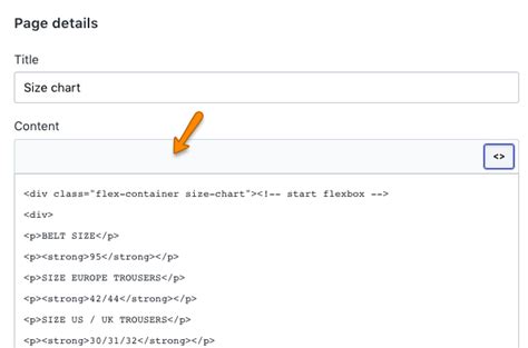 Create A Responsive Size Chart Page Using Flexbox Pipeline V4 Documentation Archive