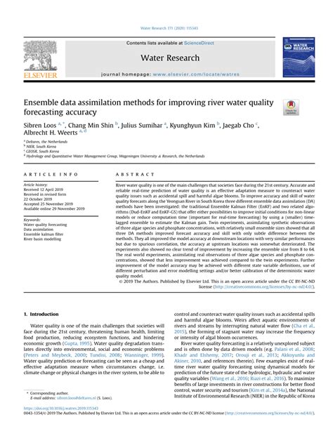 Pdf Ensemble Data Assimilation Methods For Improving River Water