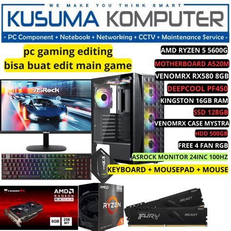 Jual Fullset Pc Gaming Full Set Lengkap Ryzen G Rx Inch Monitor Shopee Indonesia