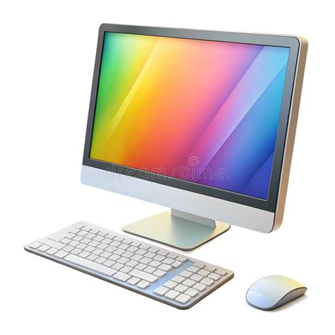 Desktop Workspace With A Computer Monitor Keyboard And Mouse For