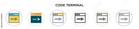 code terminal icon in filled thin line outline and stroke style