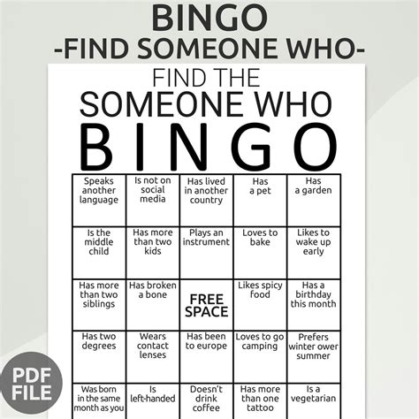 Get To Know You Bingo Icebreaker Bingo Find Someone Who Find The