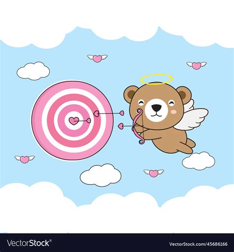 Cupid Shoots An Arrow At A Target Royalty Free Vector Image