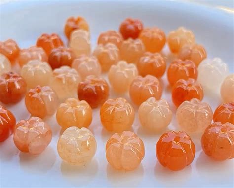 10 Beads Natural Golden Jade Pumpkin Beads Hand Carved Beibei Pumpkin