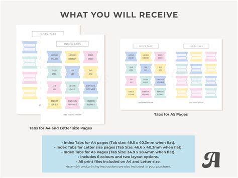 Printable Index Tabs Printable Planner Inserts Tabs For Journal A5 Tab Dividers Blank Tabs