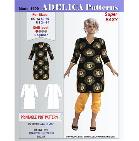 Plus Size Sewing Pattern Tunic 1609 Textillia