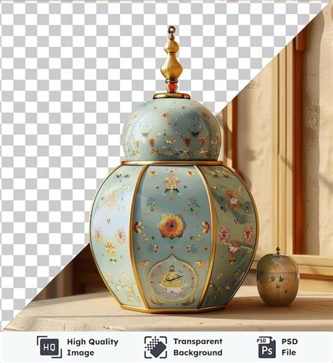 투명한 배경 Psd Eid 테마 주방 타이머 라마단을 위해 투명한 바탕에 표시 된 색 벽에 앞면에 꽃병이 있습니다 프리미엄 Psd 파일