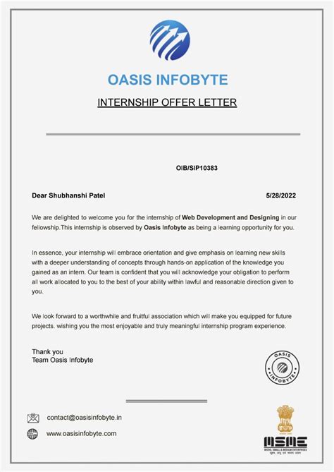 Shubhanshi Patel On Linkedin Webdeveloper Oasisinfobyte Intern2022