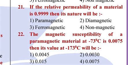 The Magnetic Susceptibility Of A Paramagnetic Material At −mathbf730c Is
