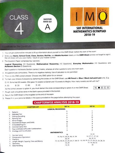 Set 4 Class 4 Olympiad Maths Sample Paper4 Pdf