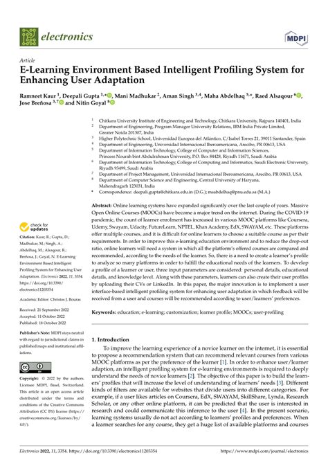 Pdf E Learning Environment Based Intelligent Profiling System For Enhancing User Adaptation