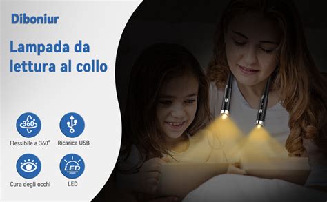 Diboniur Lampada Da Lettura Luce Led Da Lettura 3 Colori 3 Livelli Di