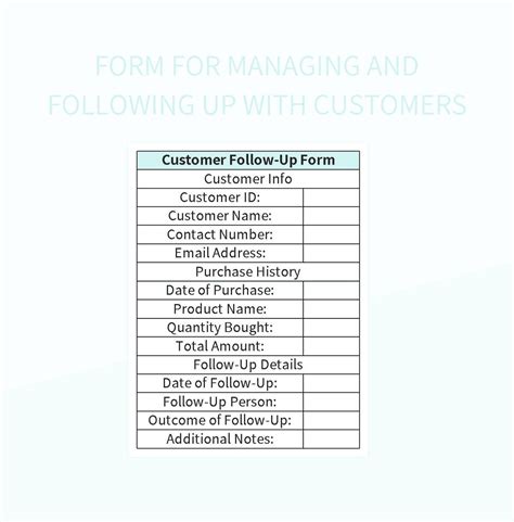 Free Customer Management Follow Up Form Templates For Google Sheets And Microsoft Excel Slidesdocs