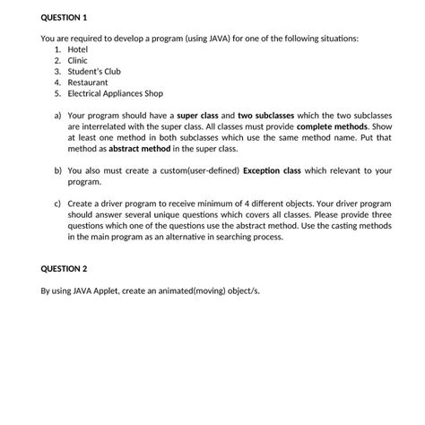 Solved Question 1 You Are Required To Develop A Program
