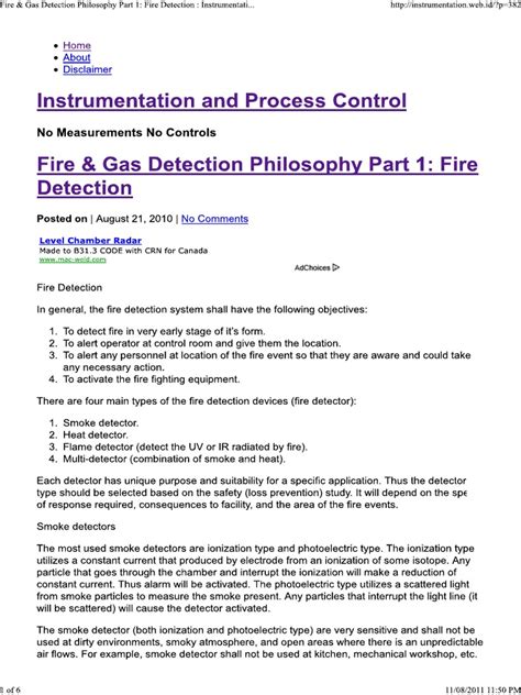 PDF Fire Gas Detection Philosophy Part 1 Fire Detection Instrumentation And Process