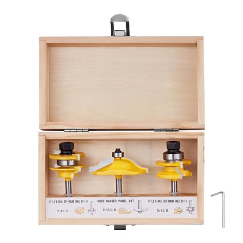 Vevor Router Bits Set 3 Pieces Carbide Router Bit Kit With 1 4 Inch Shank Wood Carrying Case