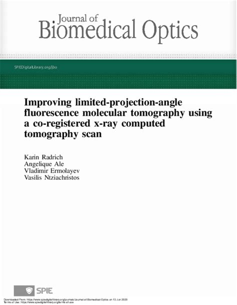 Pdf Improving Limited Projection Angle Fluorescence Molecular Tomography Using A Co Registered