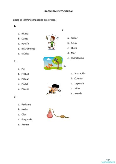 Razonamiento Verbal Ficha Interactiva Topworksheets