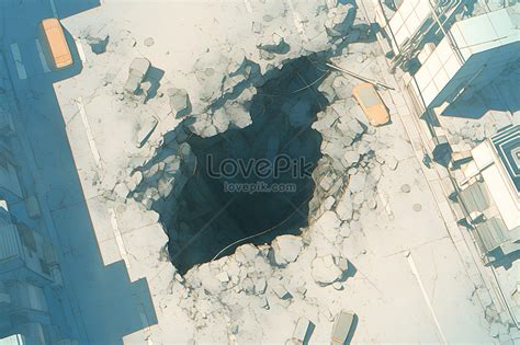 지진으로 인해 생긴 큰 구멍 일러스트 무료 다운로드 Lovepik