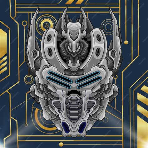 Premium Vector Killer Robot Head Mecha Illustration